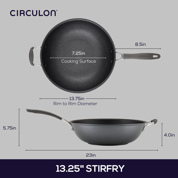Circulon ScratchDefense with ScratchDefense Nonstick Induction Stir Fry Pan, 13.25 Inch ...